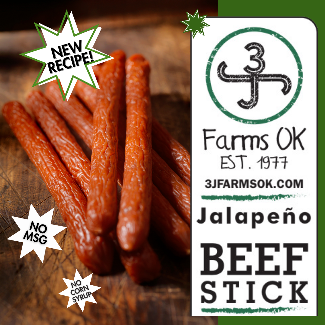 NEW Recipe! Beef Sticks | Jalapeño, 100% Grass-Fed Beef | 3J Farms OK